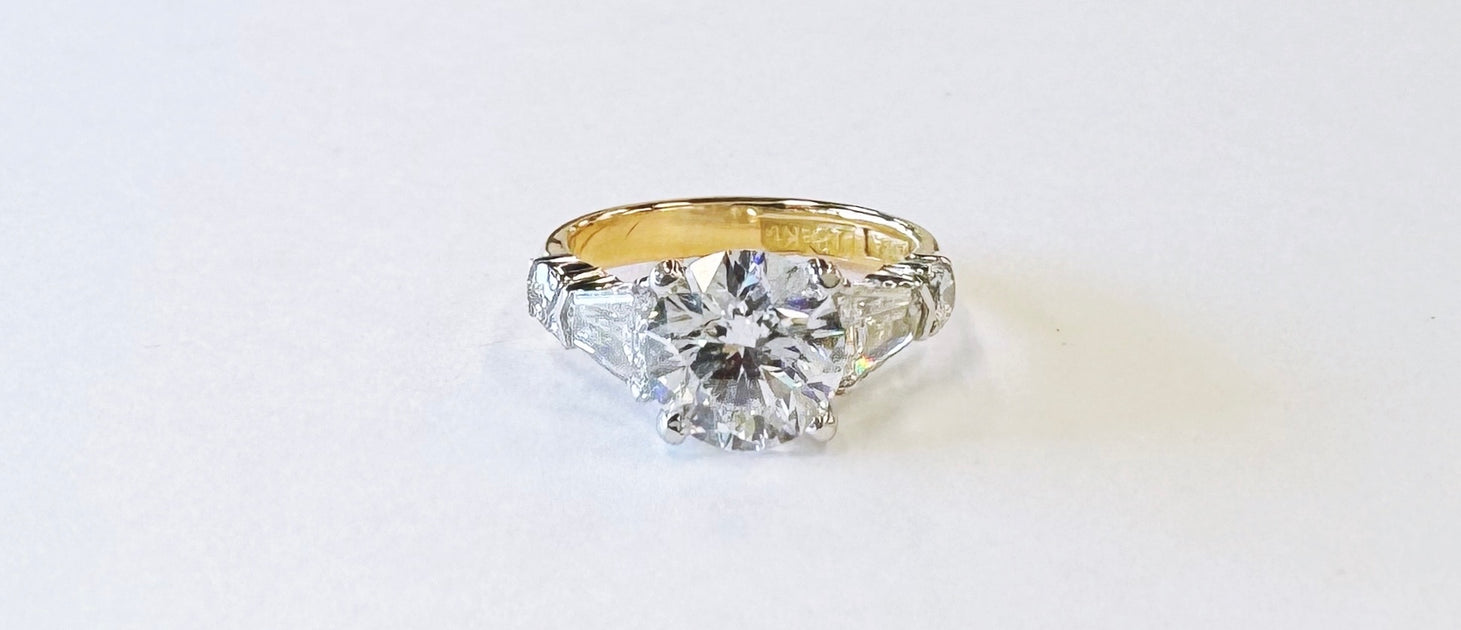 2.34ct Colorless Diamond Ring with Tapered Bullets– Gloria's Jewelers